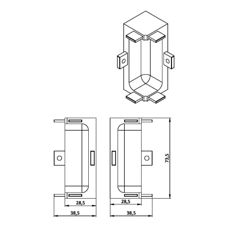 Innenecke 90° für Profile GOLIAN - C / Schwarz matt